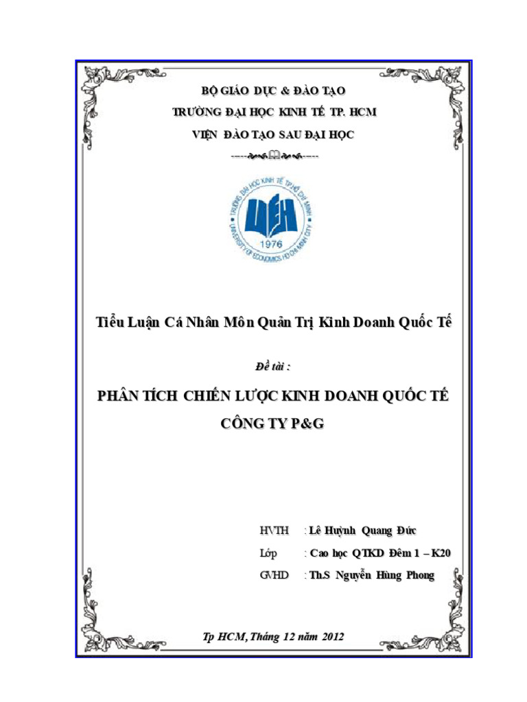 16 Le Huynh Quang Duc Tieu Luan CA Nhan Mon QTKDQT Dem 01 K L2rGaGgMMowK6f 081927 | PDF
