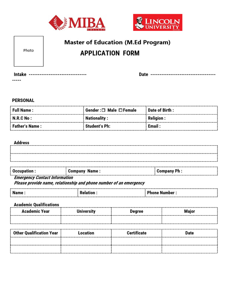 M.ed Student Application Form (4.2.2025) | PDF