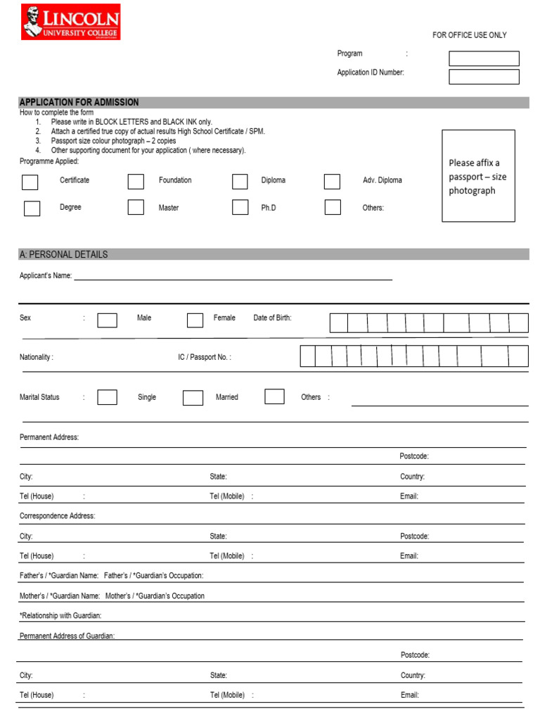 Luc Official Application Form (Revised) | PDF