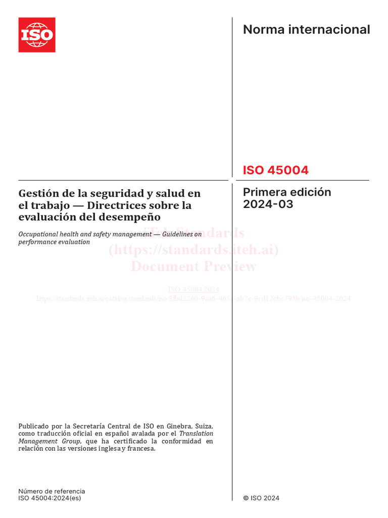 Iso 45004 | PDF | Organización internacional para la estandarización | Estandarización