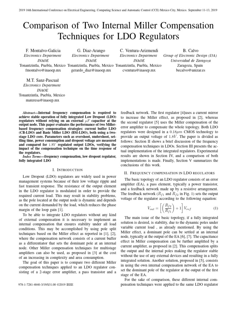 Comparison of 2 Internal Miller Compensation | PDF | Amplifier ...