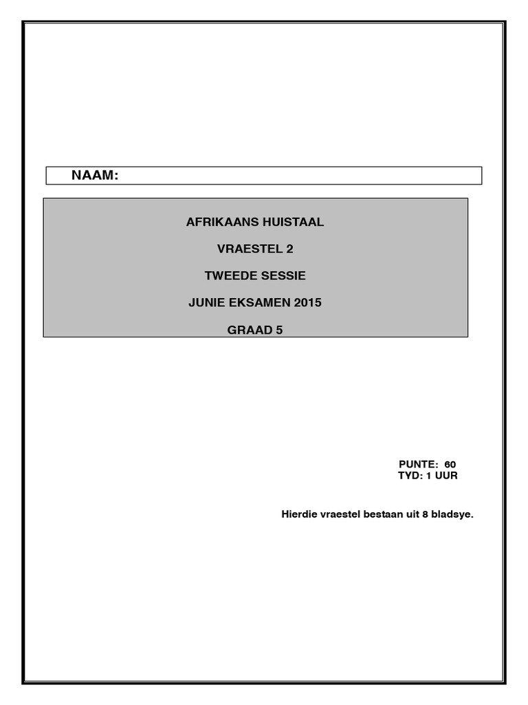 2015 Junie Toets Memo | PDF