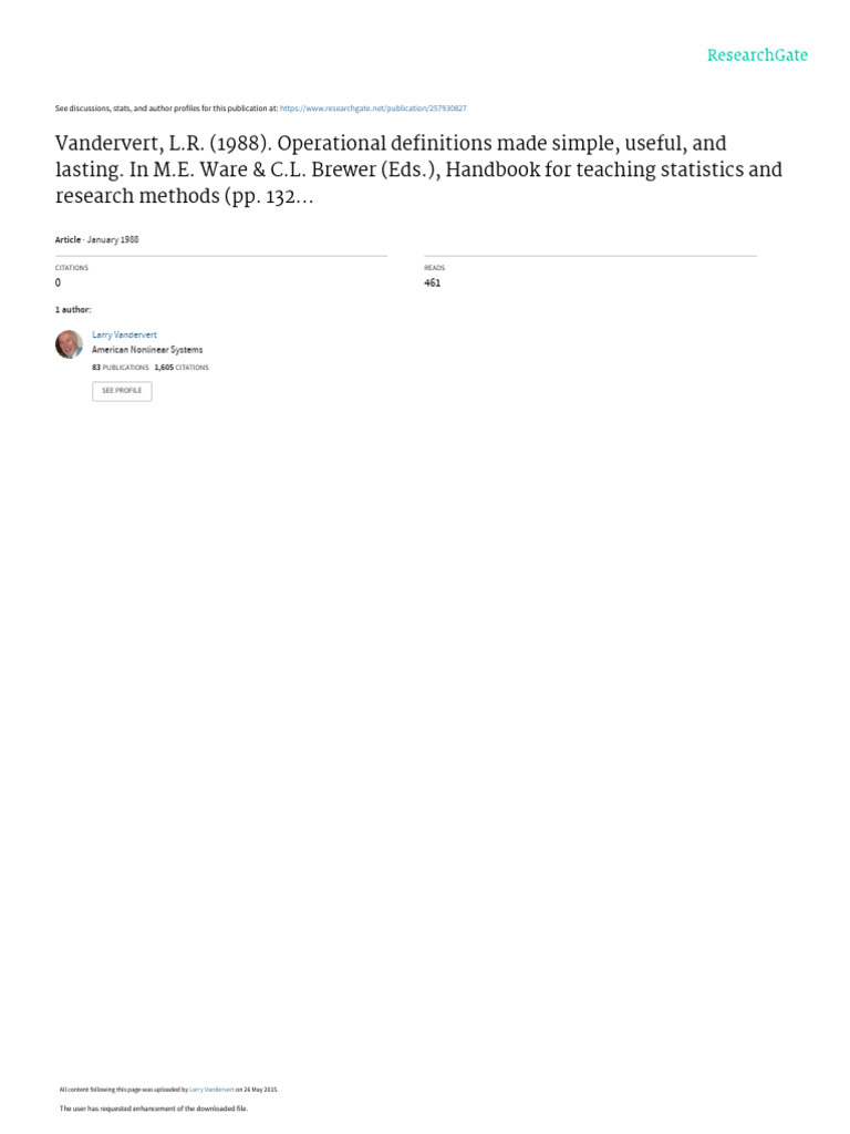 Vandervert, L. (1980) - Operational Definitions Made Simple, Lasting ...