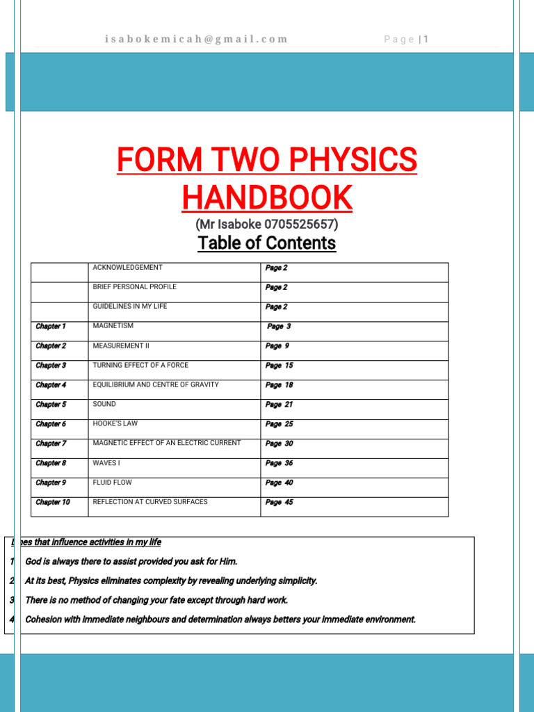 Form 2 Physics Simplified Notes | PDF | Electromagnetism | Magnetism