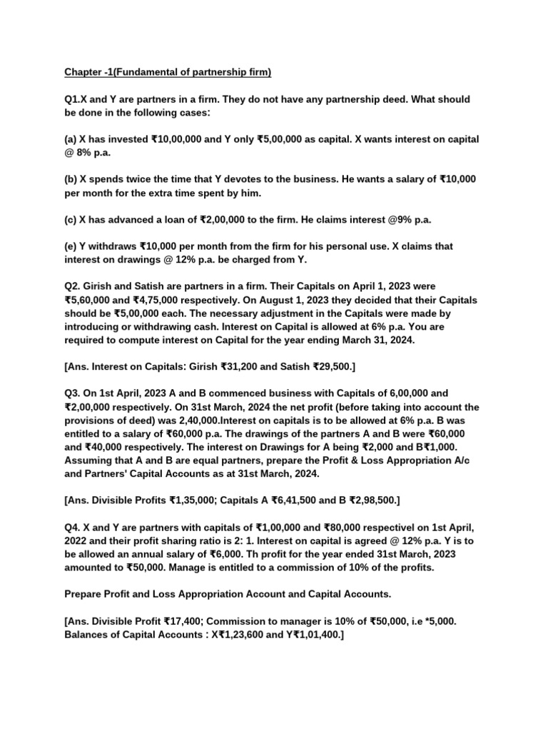 Partnership Firm Financial Adjustments | PDF | Interest | Private Sector