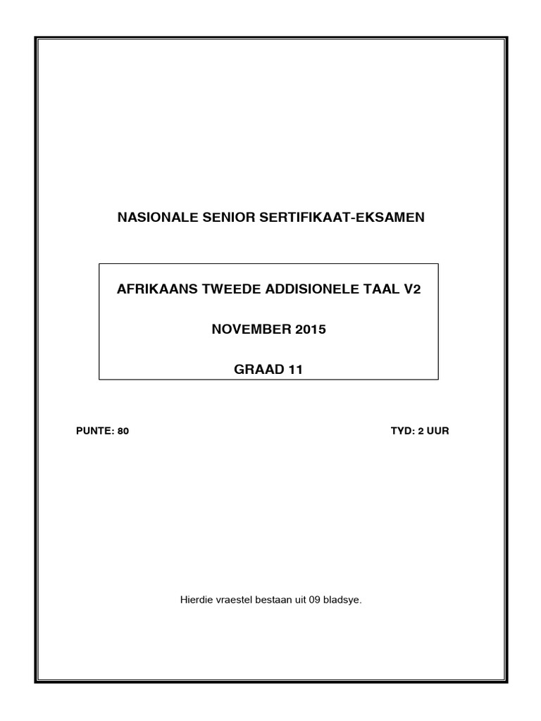 Afrikaans Tweede Addisionele Taal V2 1 | PDF