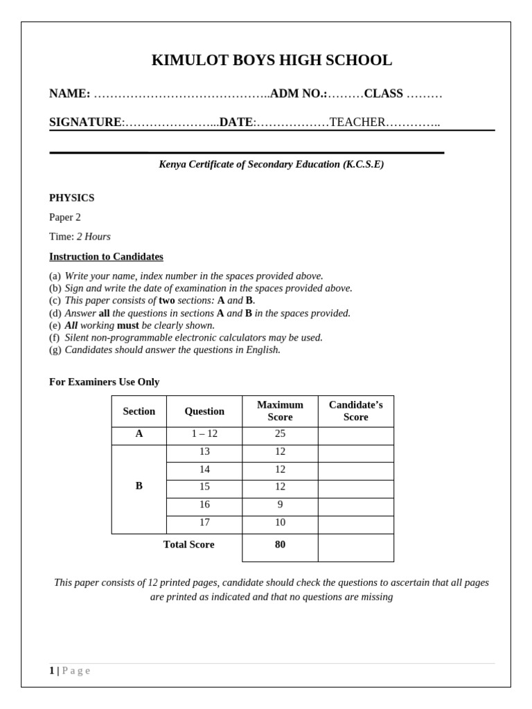 Openner Phy Form Three | PDF | Velocity | Liquids