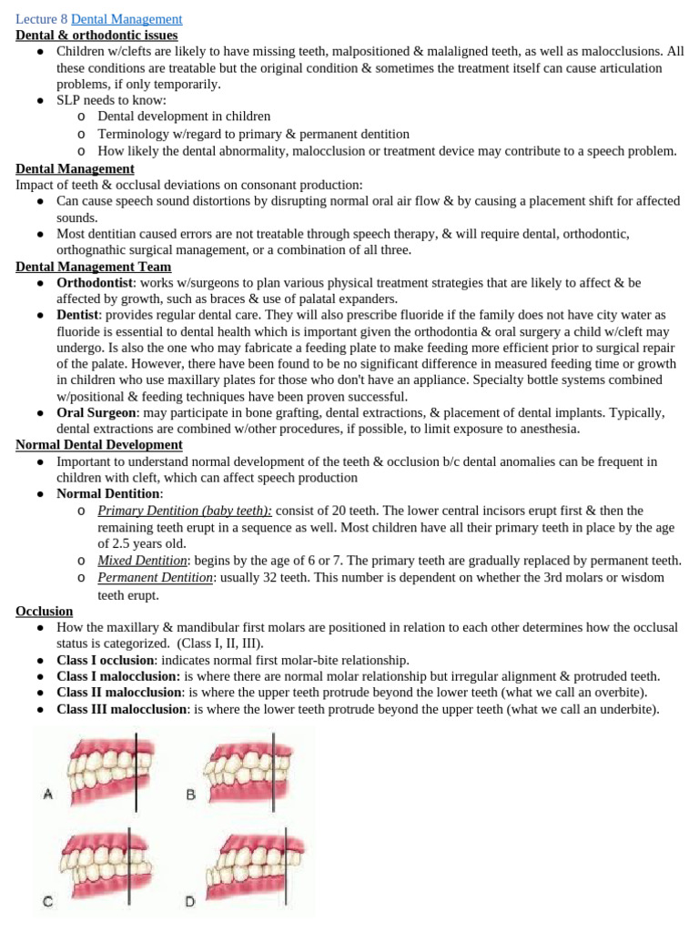 Lecture 8 Dental Management-Guided Notes 2022 | PDF | Orthodontics ...