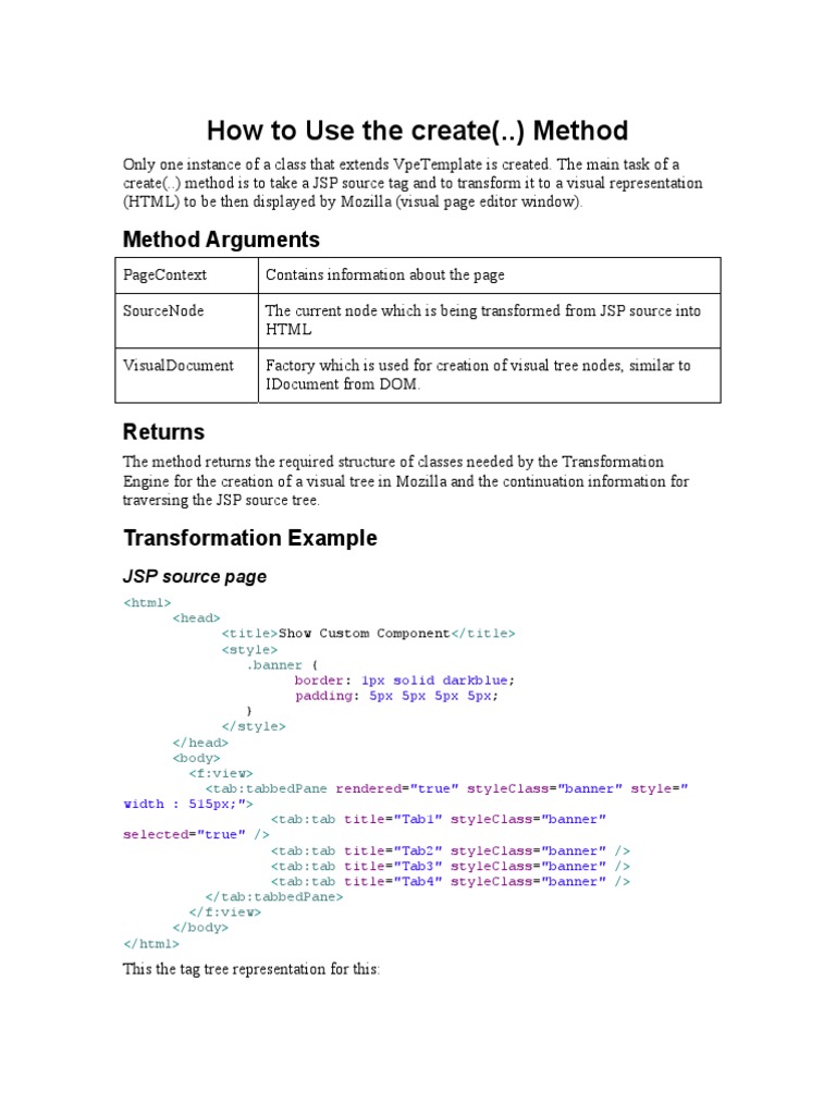 JBoss Tools Visual Page Editor: How To Use The Create (..) Method | PDF ...