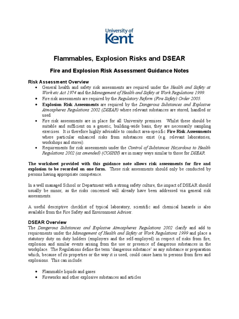 Flammables, Explosion Risks and DSEAR | PDF | Flammability | Explosive ...