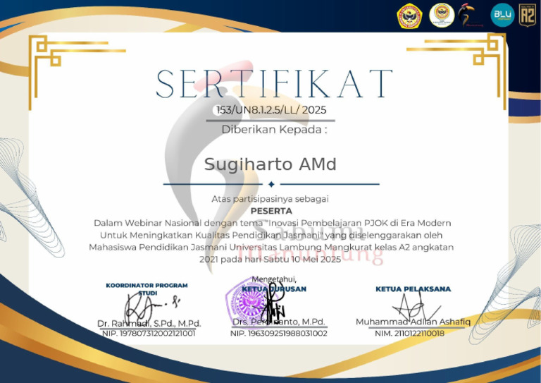 SERTIFIKAT A.N Sugiharto AMd | PDF