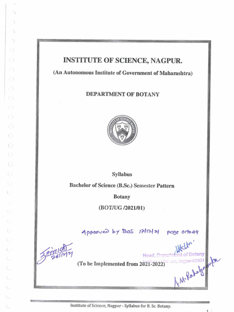Ios BSC Botany 2021 22 | PDF