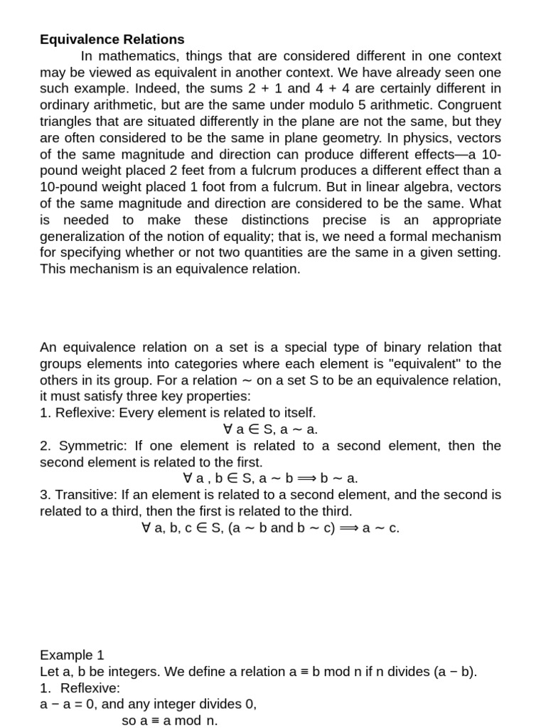Equivalence Relation | PDF | Norm (Mathematics) | Group (Mathematics)