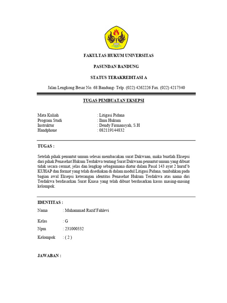 Surat Eksepsi | PDF