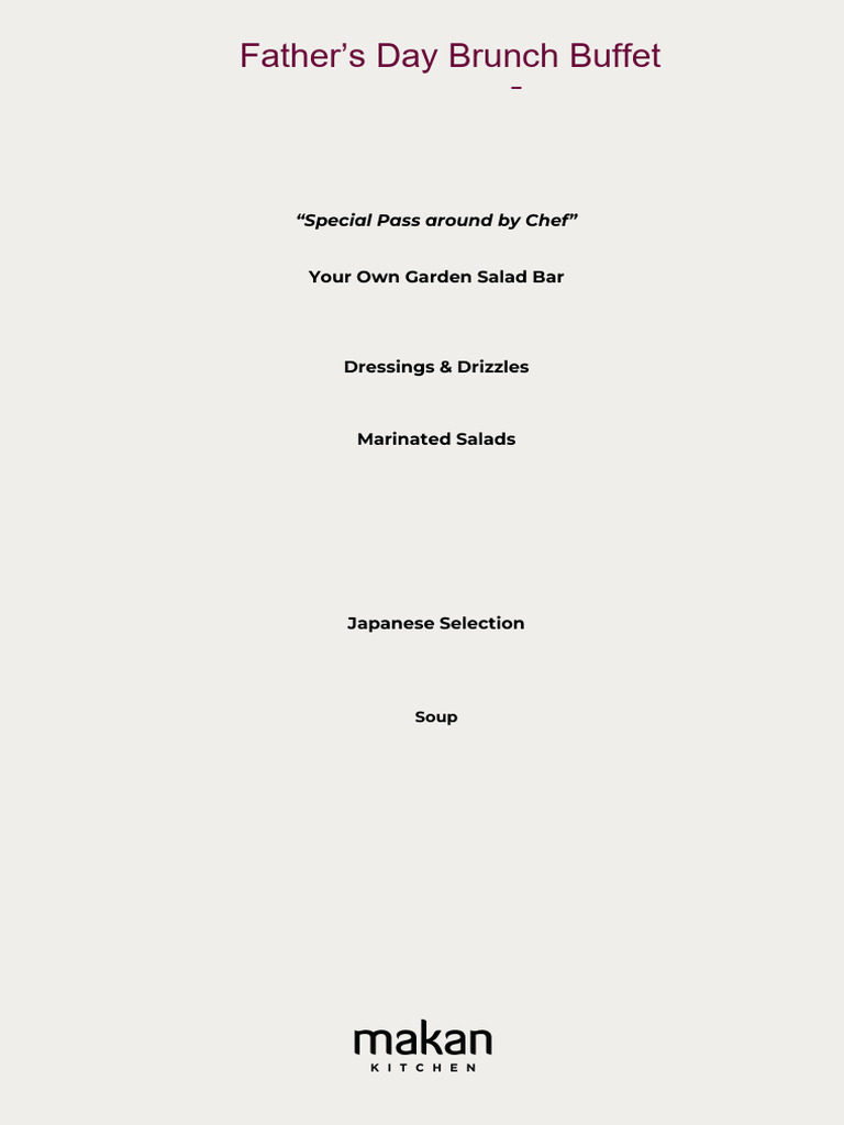 Father's Day Brunch Menu | PDF | Salad | Sushi