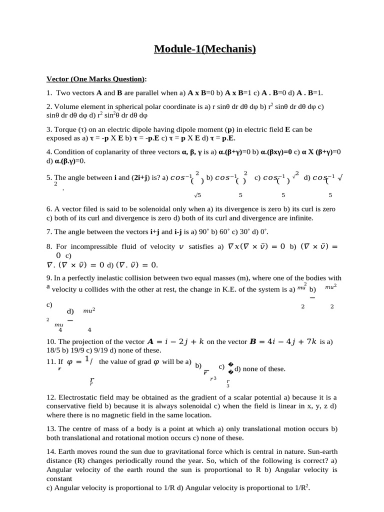 Physics Module-1 (Mechanics) | PDF | Damping | Oscillation