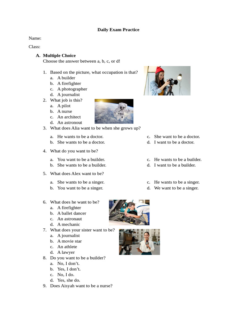 Daily Exam Practice: Career Aspirations | PDF