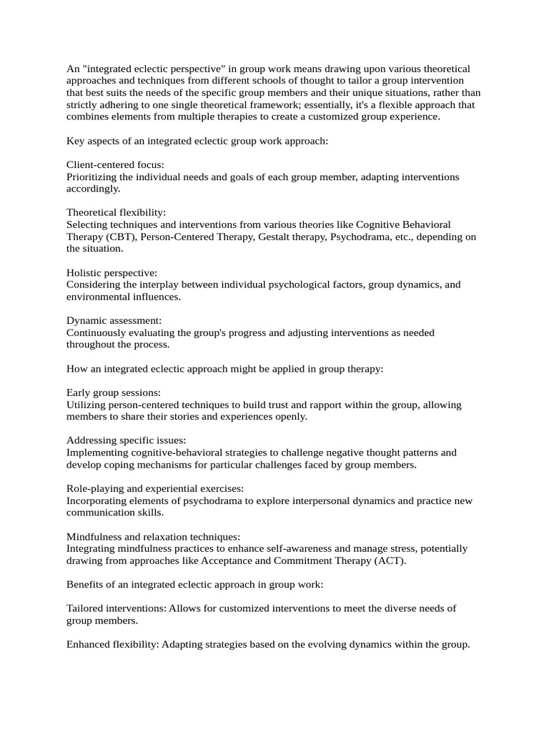 integrated eclectic perspective and professional issues | PDF ...