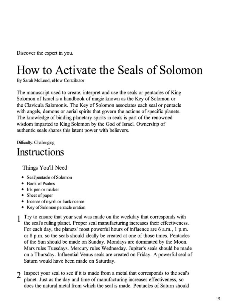 Activating the Seals of Solomon | PDF | Planets | Planets In Astrology