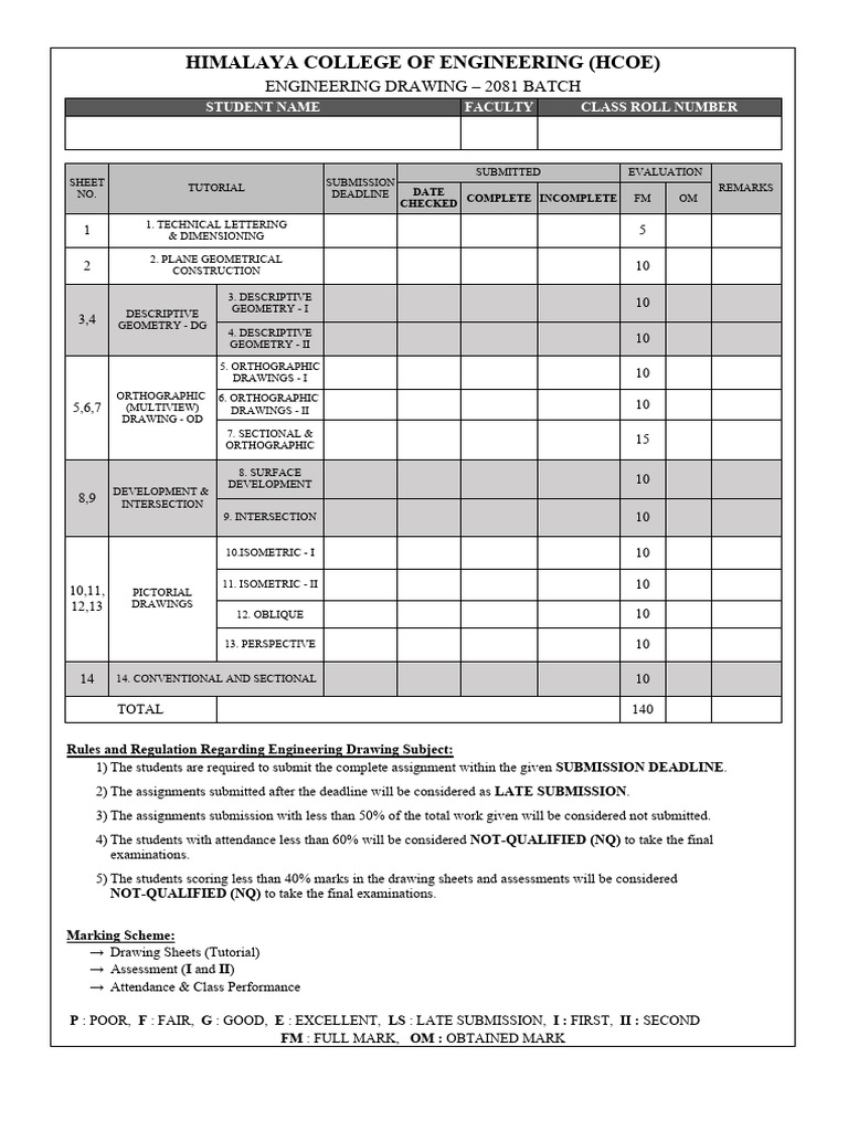 081 BCE Engineering Drawing Evaluation Sheet | PDF | Geometry ...
