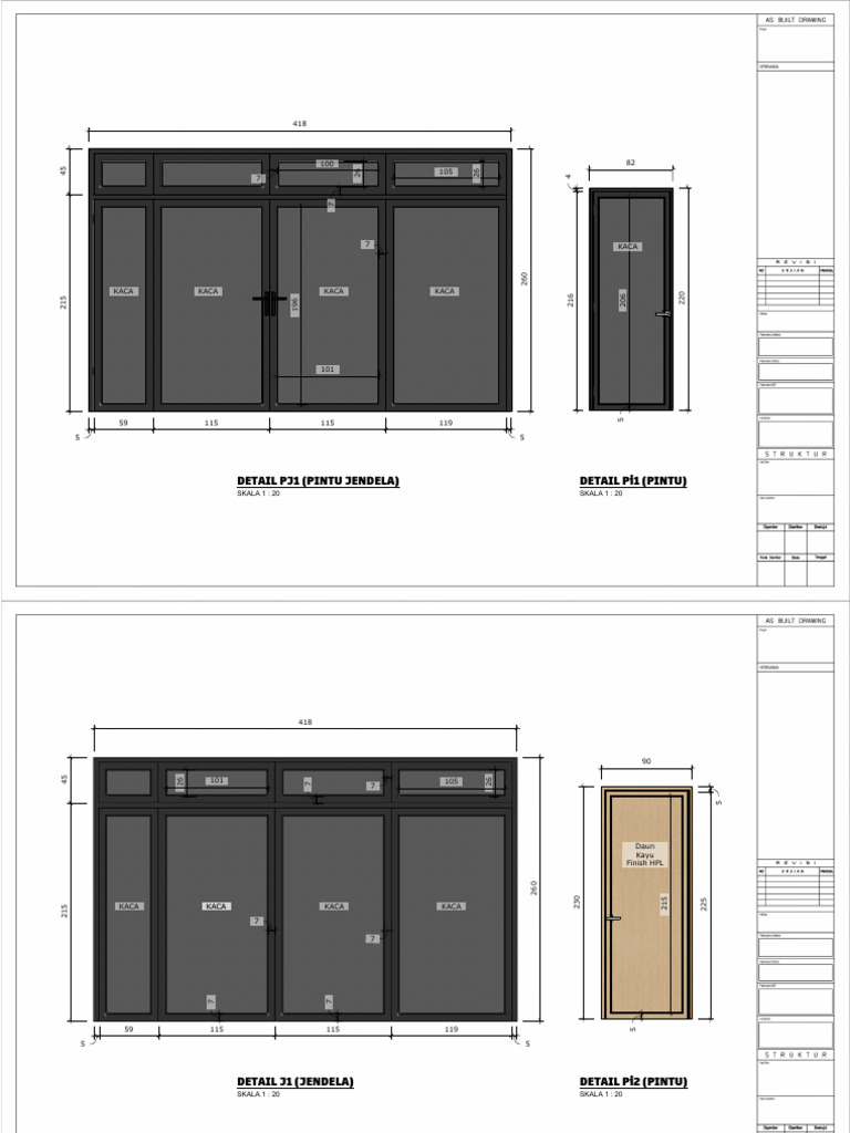 Detail Pj1 (Pintu Jendela) Detail Pi1 (Pintu) : SKALA 1: 20 SKALA 1: 20 | PDF