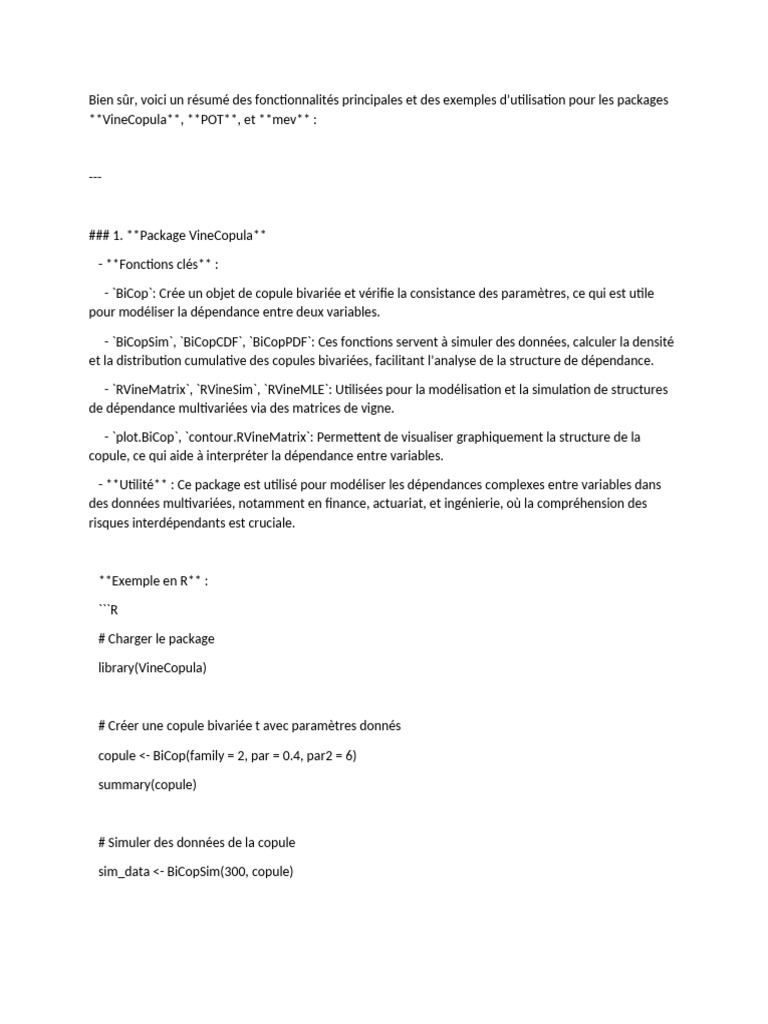 Analyse des Packages R pour Copules | PDF | Mathématiques appliqués