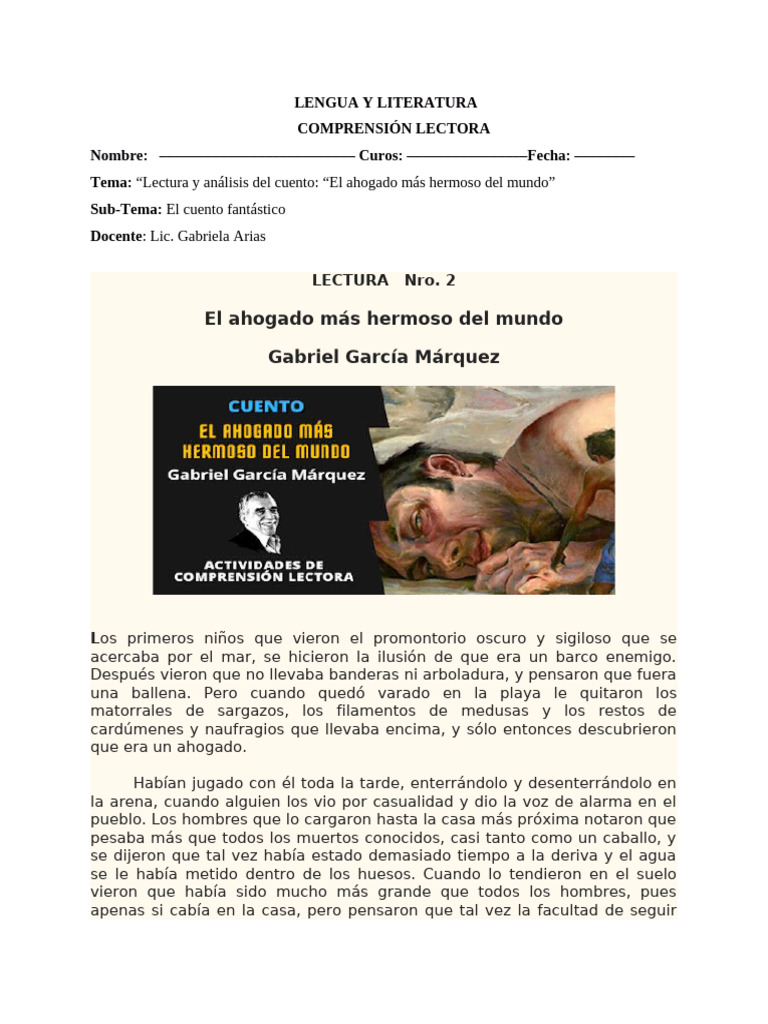 El Ahogado Más Hermoso Del Mundo | PDF