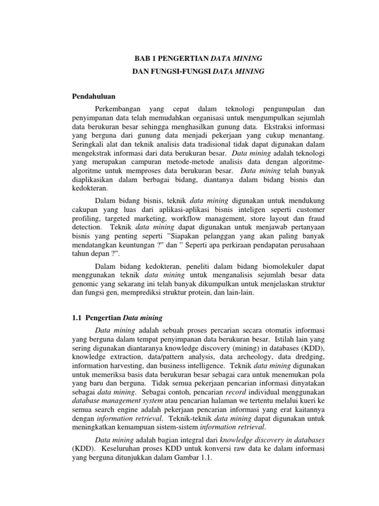 Pengertian dan Fungsi Data Mining | PDF