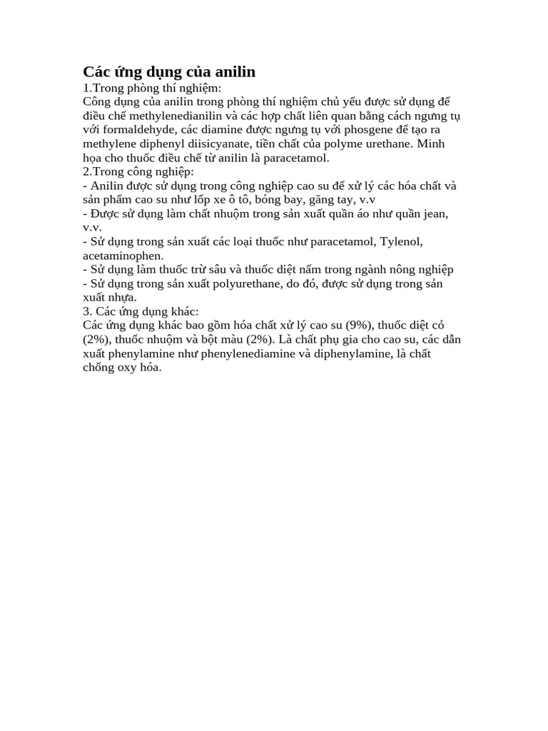Các NG D NG C A Anilin | PDF
