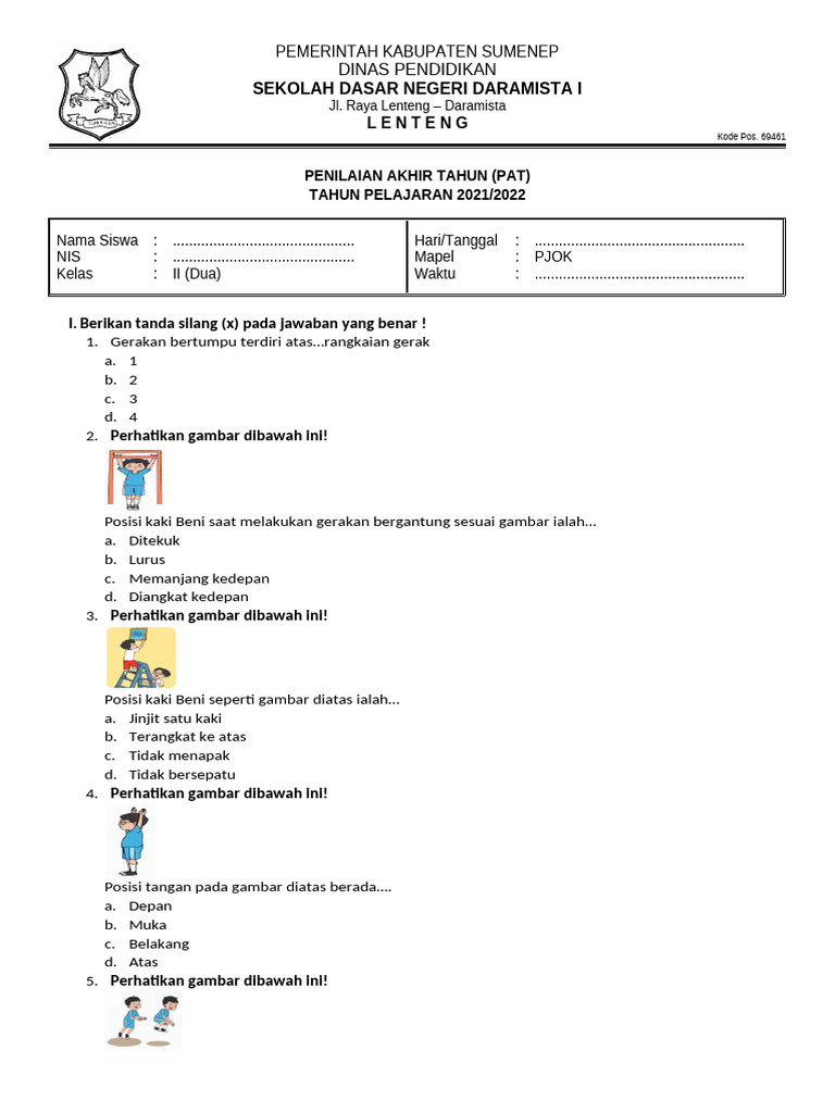SOAL Pjok PAS KELAS 2 | PDF
