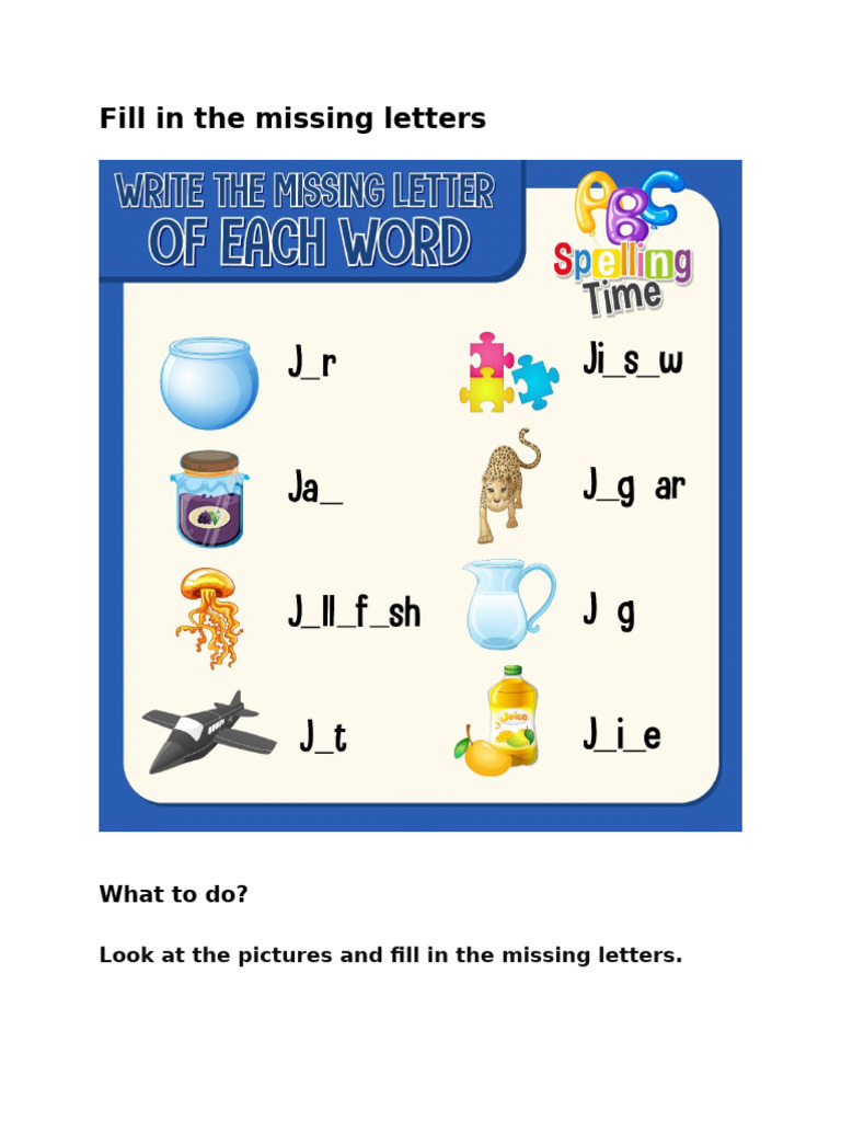 Fill in The Missing Letters IX Eng Literacy Puzzle | PDF