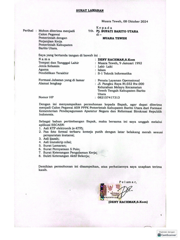 Lamaran Kerja 2024 Update | PDF