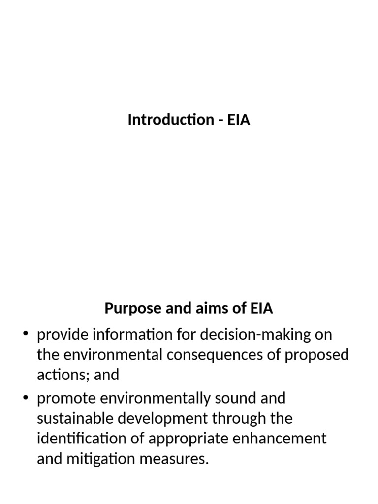 AR 177 - Lecture 1 - Introduction - EIA | PDF | Environmental Impact ...