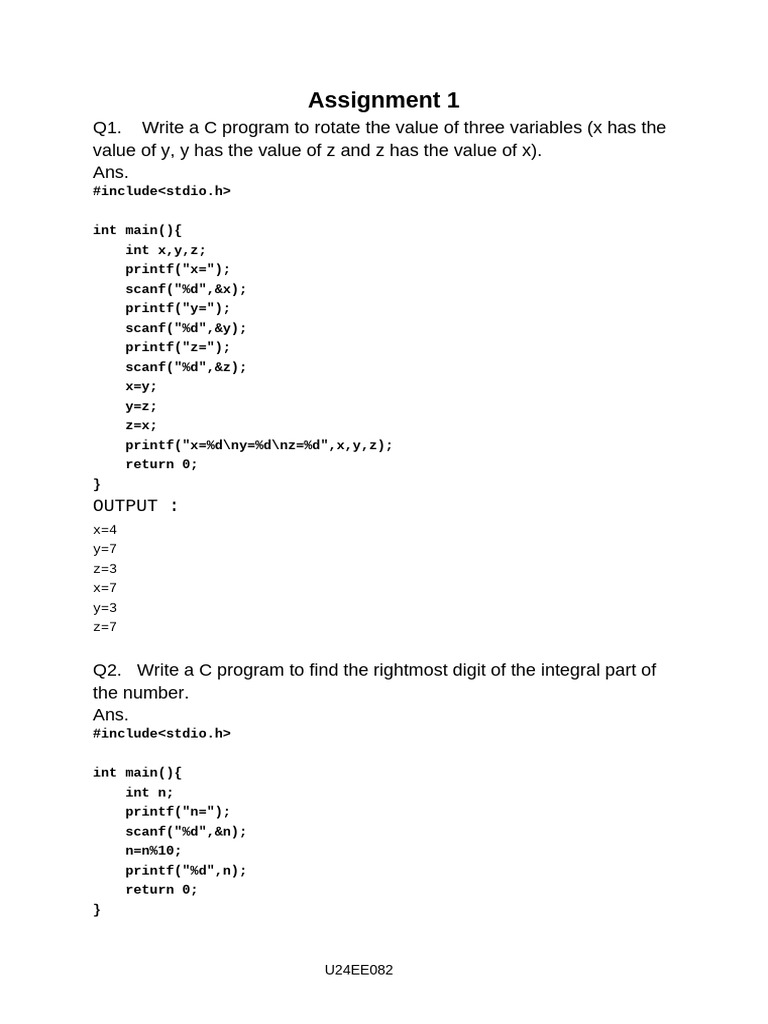FCP Assigment | PDF | Pointer (Computer Programming) | Integer ...
