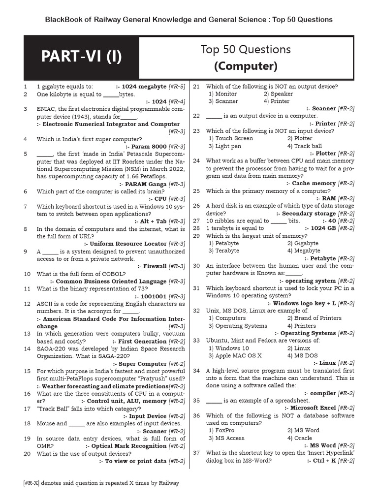 Computer Top 50 (Blackbook Railway GK - English) | PDF | World Wide Web ...