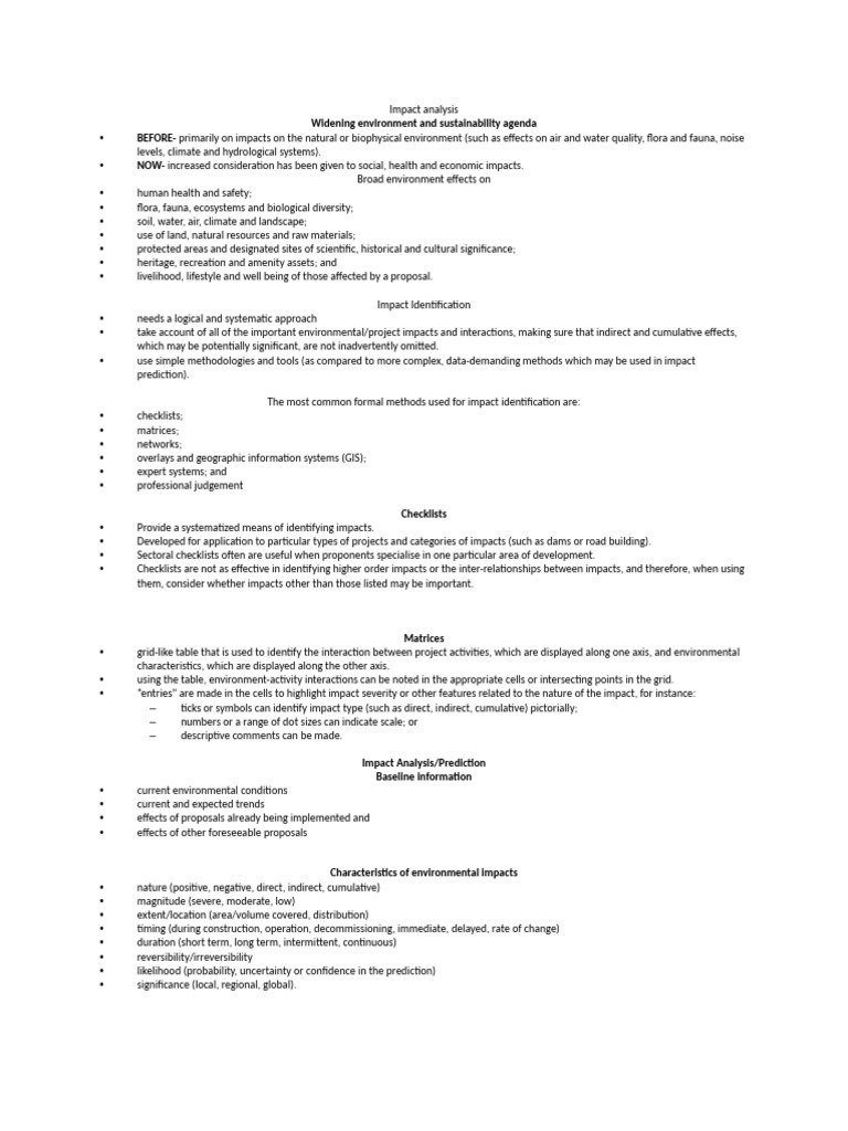 AR 177 - Lecture 6 - Impact Analysis | PDF | Environmental Impact ...