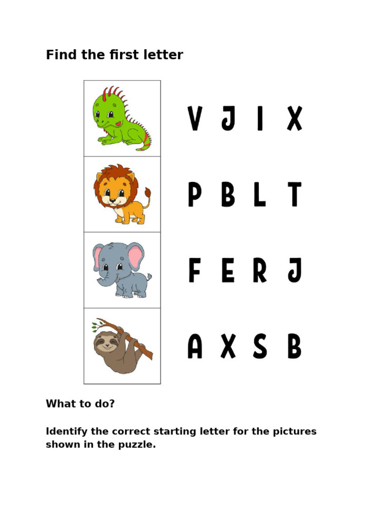 Find The First Letter I Eng Literacy Puzzle | PDF