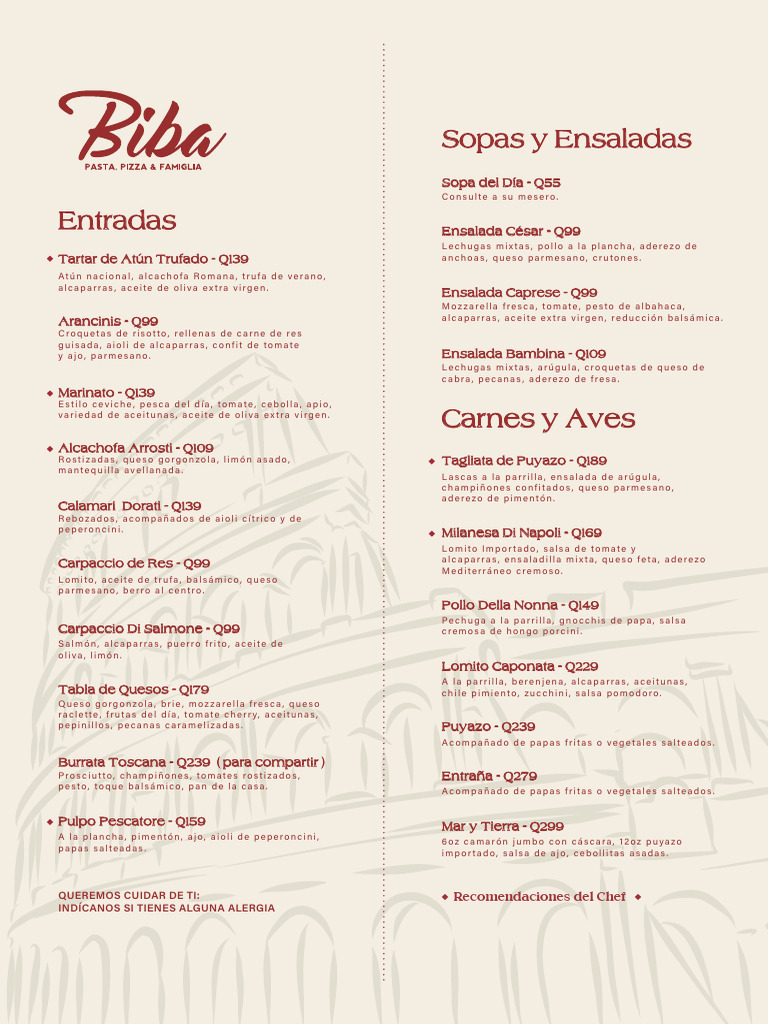 BIBA MENU U | PDF