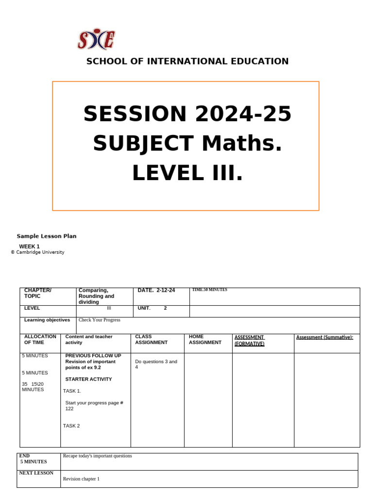 New Format of Lesson Plan 2024-25 | PDF | Lesson Plan | Educational ...
