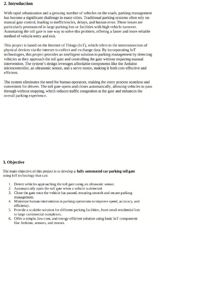 Automatic Car Parking Toll Gate Project | PDF