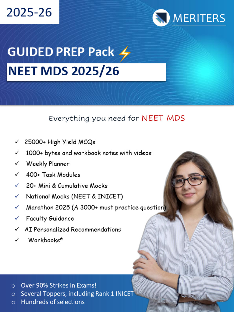 NEET MDS 2025/26 Guided Prep Pack | PDF | Pathology | Dentistry