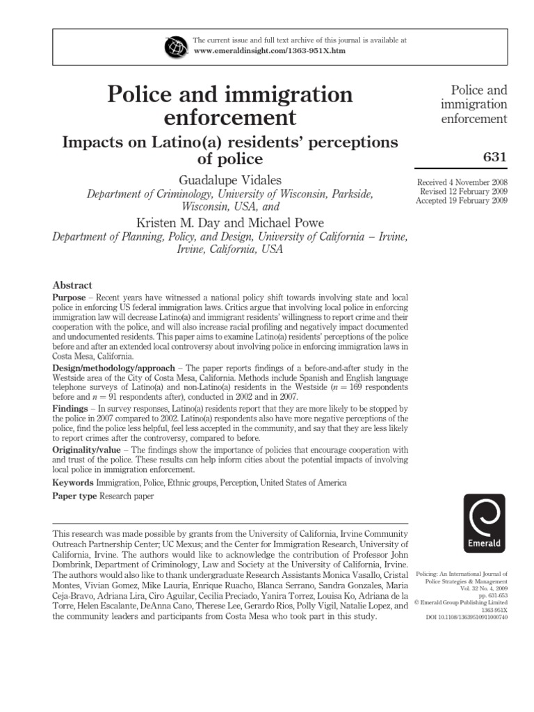 Police And | Survey Methodology | Immigration