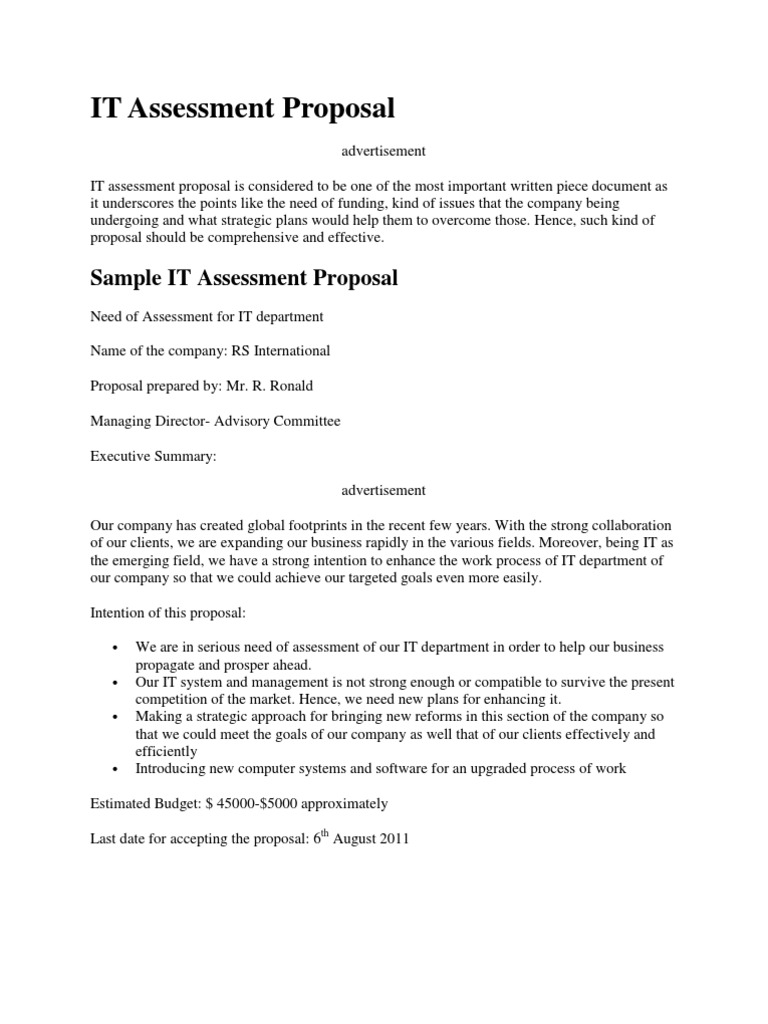 Contoh 2 IT Assessment Proposal | PDF