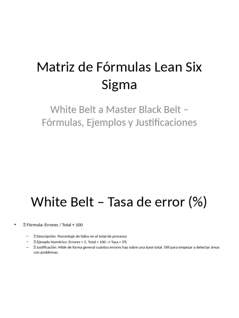 Fórmulas Lean Six Sigma: Guía Completa | PDF | Six Sigma
