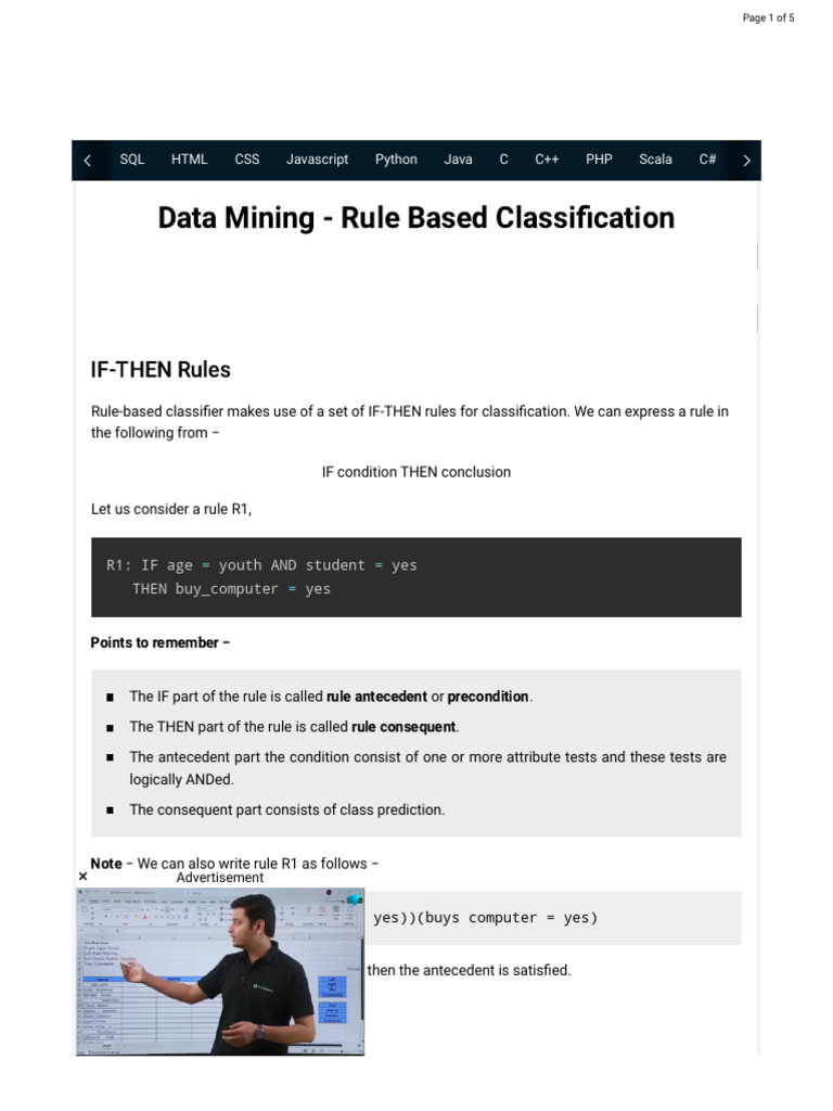 Rulebase Classifiers Algorithm In Data Mining Pdf Computing Computer Programming