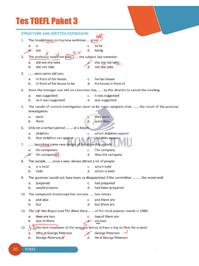 Soal Structure - Toefl | PDF