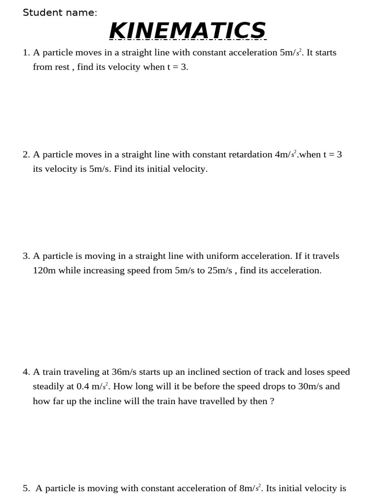 Kinematics Problems and Solutions | PDF