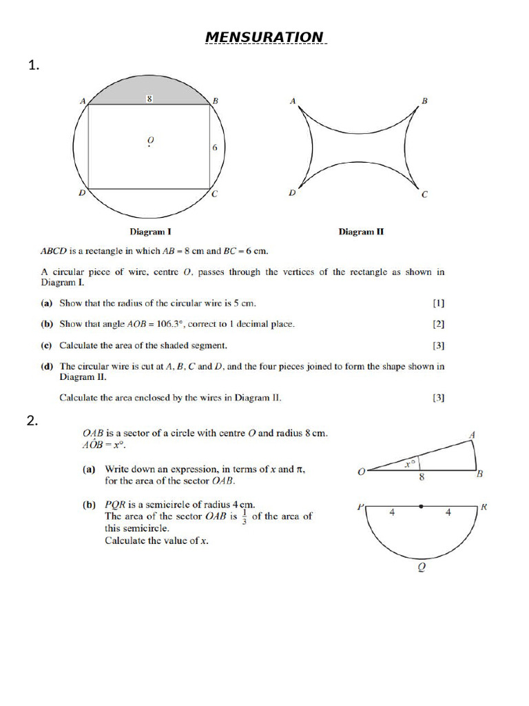 Mensuration 1 | PDF