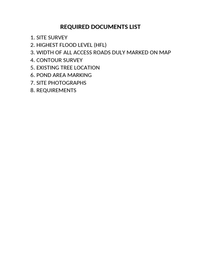 Required Documents List | PDF