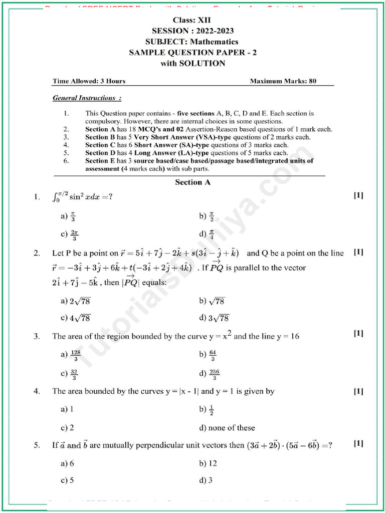 Maths Set 2 Sample Paper With Solution 2023 1 Pdf Educational
